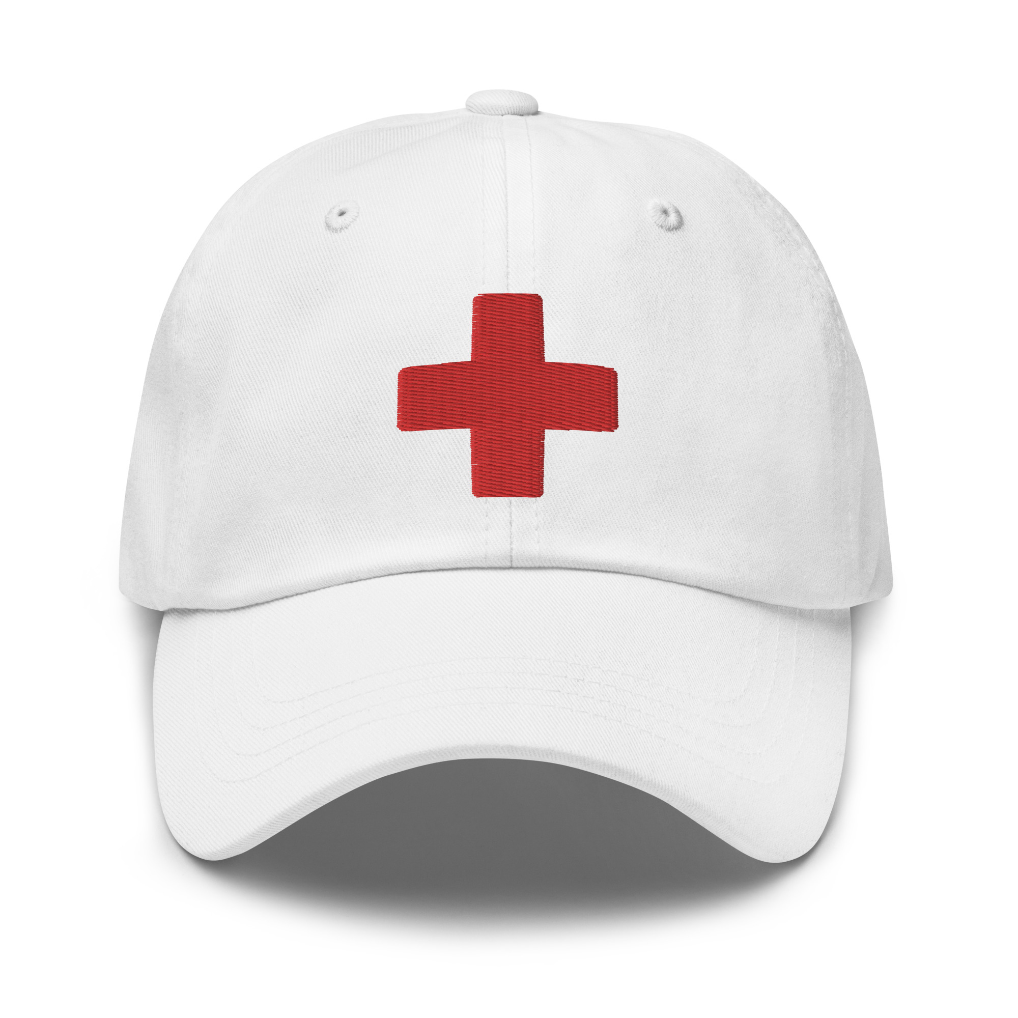 Red Cross Embroidered Dad Hat (3D Puff) - PYGear.com