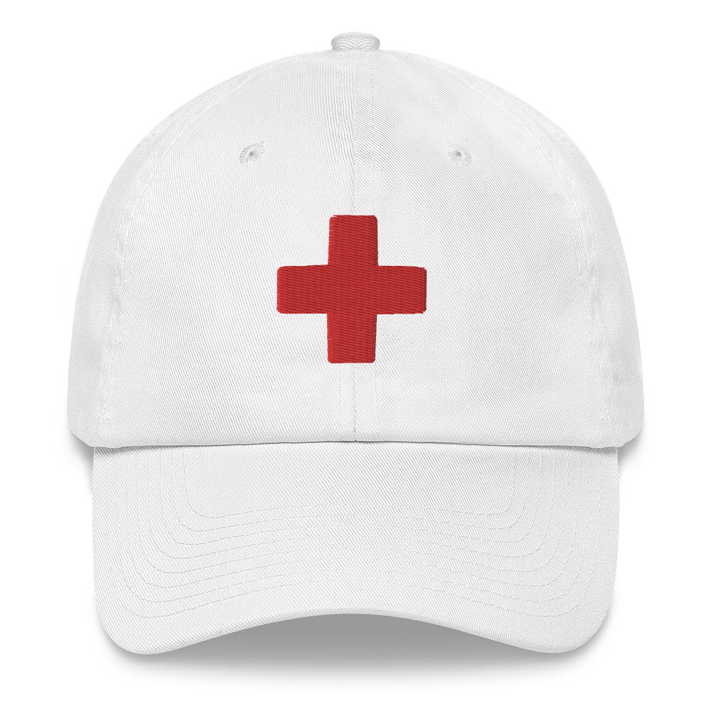 Red Cross Embroidered Dad Hat (3D Puff) - PYGear.com