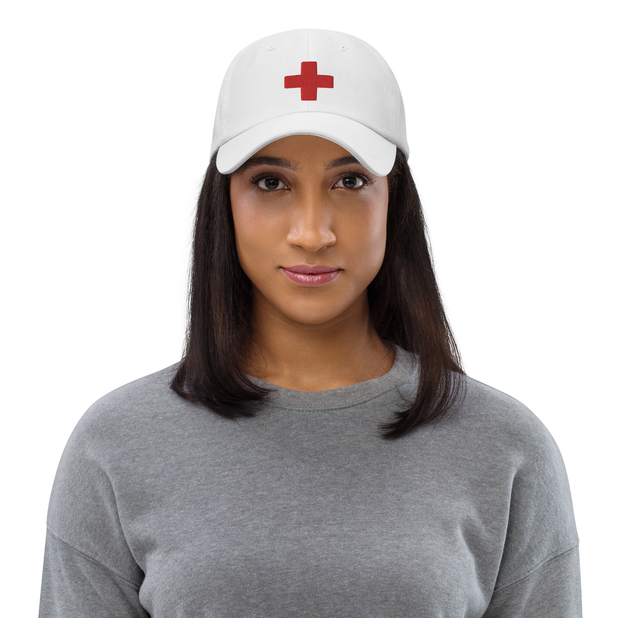 Red Cross Embroidered Dad Hat (3D Puff) - PYGear.com