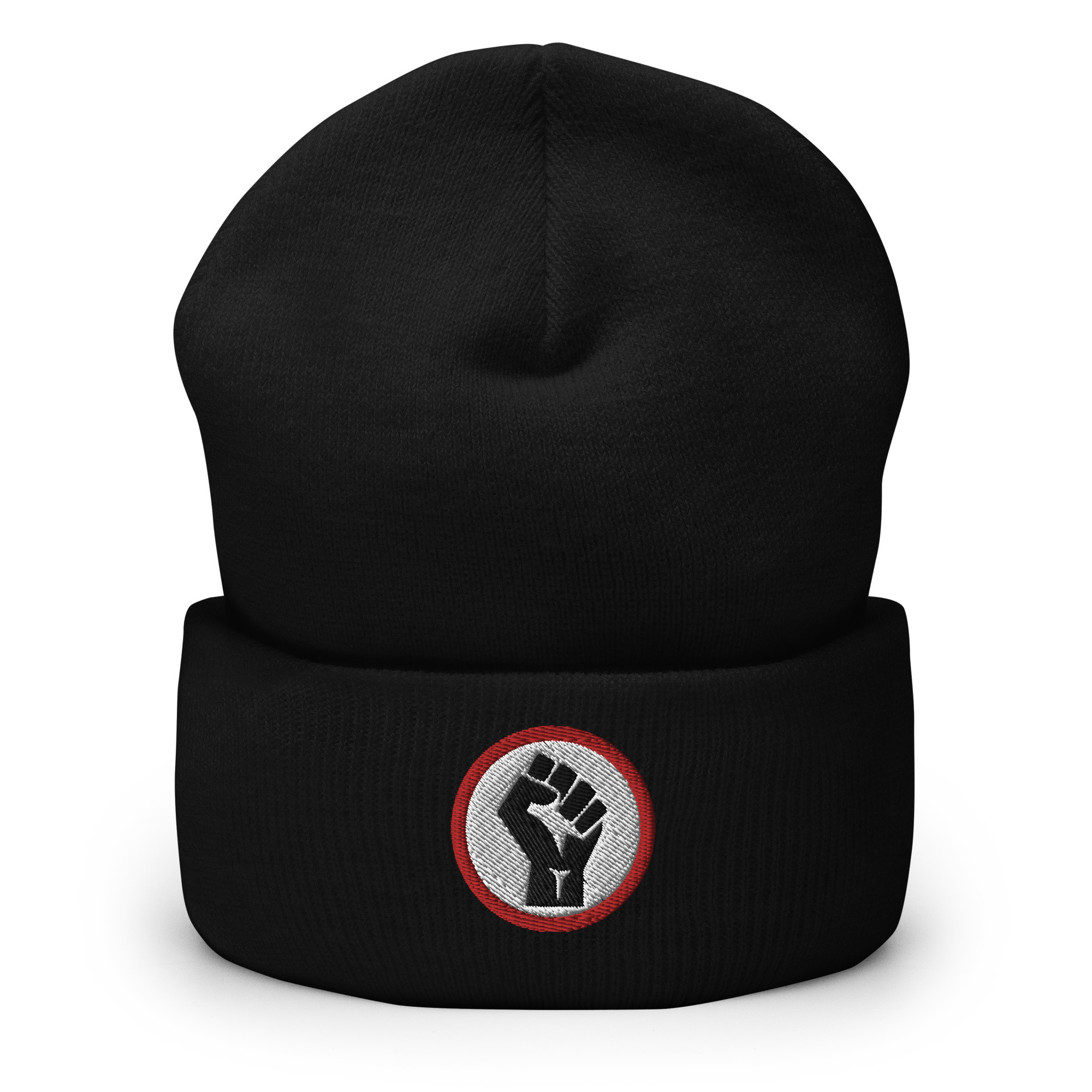 BLACK POWER - BLACK FIST Cuffed Beanie (Embroidered) - PYGear.com