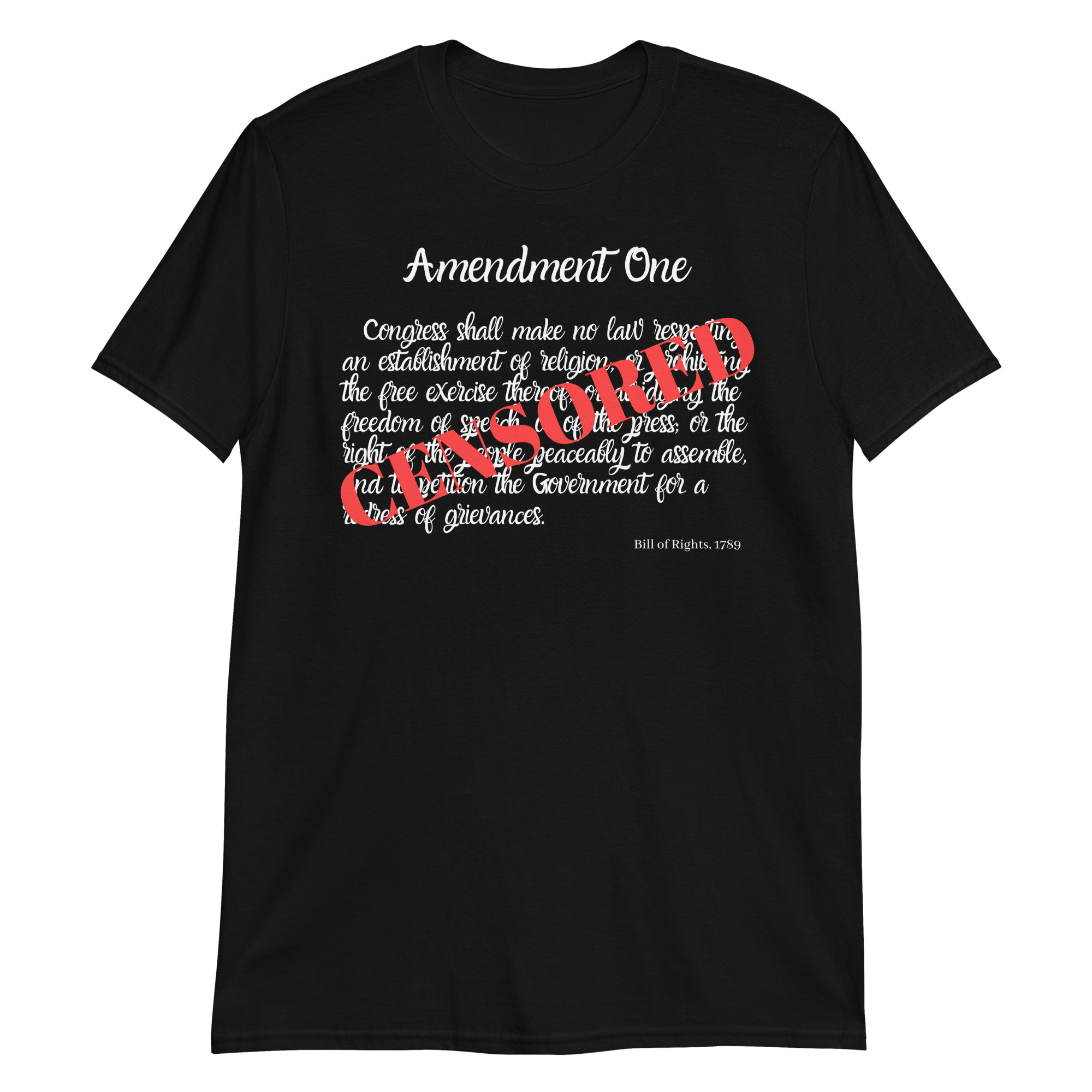 First Amendment Text CENSORED Black T-Shirt - PYGear.com